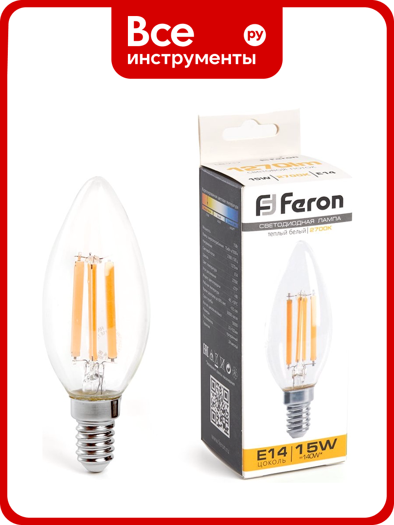 Светодиодная лампа FERON LB-717 Свеча E14 15W 2700K 38256