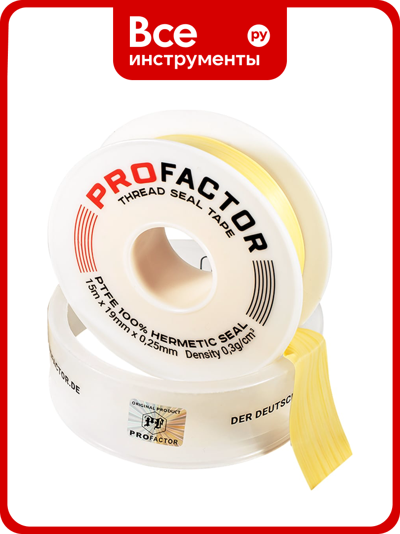 ФУМ лента PROFACTOR PF Professional желтая Ф85 мм 19мм х 0,25мм х 15м PF FE 531