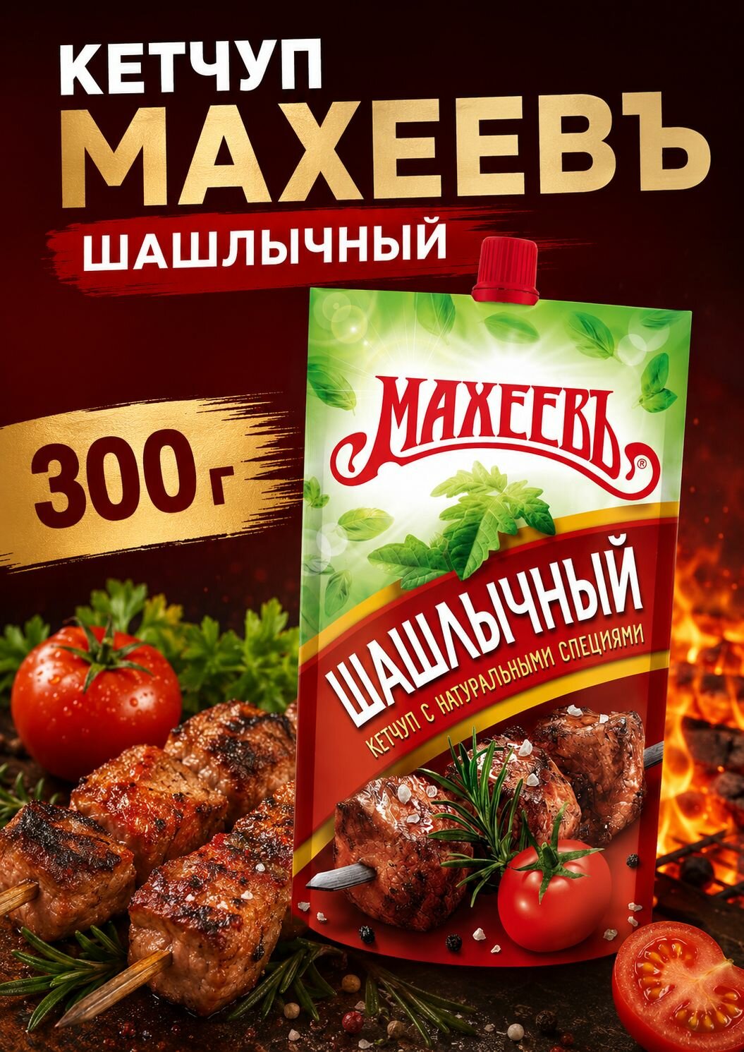 Кетчуп махеевъ Шашлычный с натуральными специями томатный, 300 г
