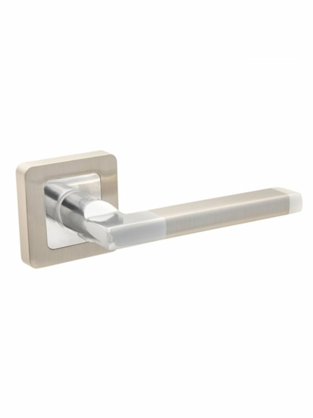 Ручка дверная Code Deco H-22050-A-NIS/CR на круглой розетке, матовый никель и хром, алюминий, комплект 2 штуки