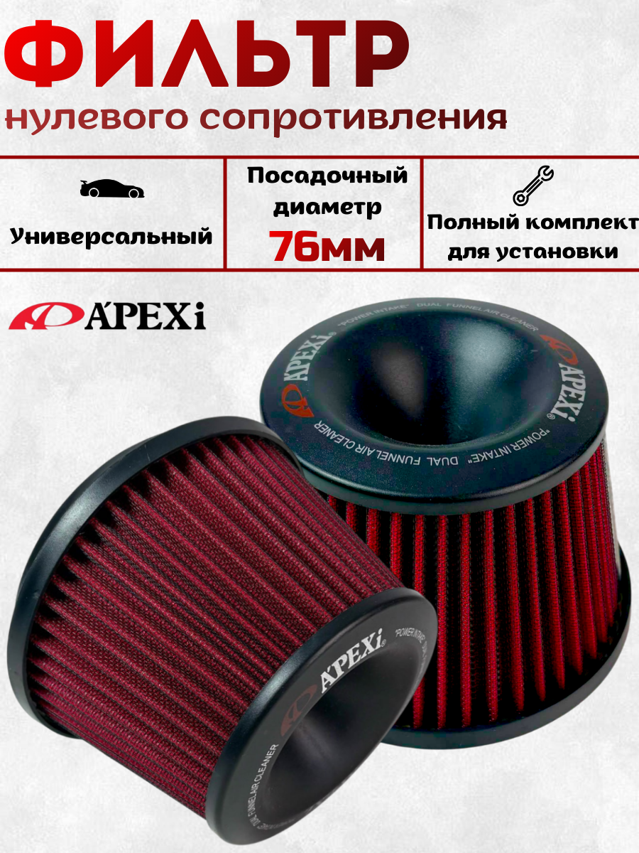 Воздушный Фильтр нулевого сопротивления APEXI style 76мм