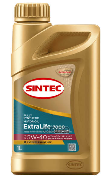 SINTEC Масло моторное синтетическое ExtraLife 7000 5W-40 A3/B4 SN/CF 1л