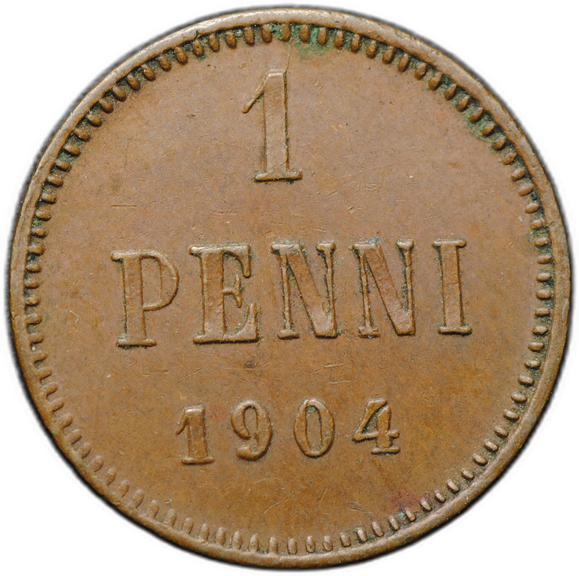 Монета 1 пенни 1904 Русская Финляндия