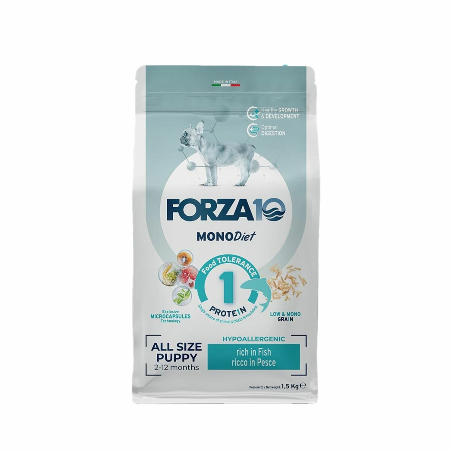 Forza10 MonoDiet корм для щенков всех пород, гипоаллергенный, рыба 1,5 кг