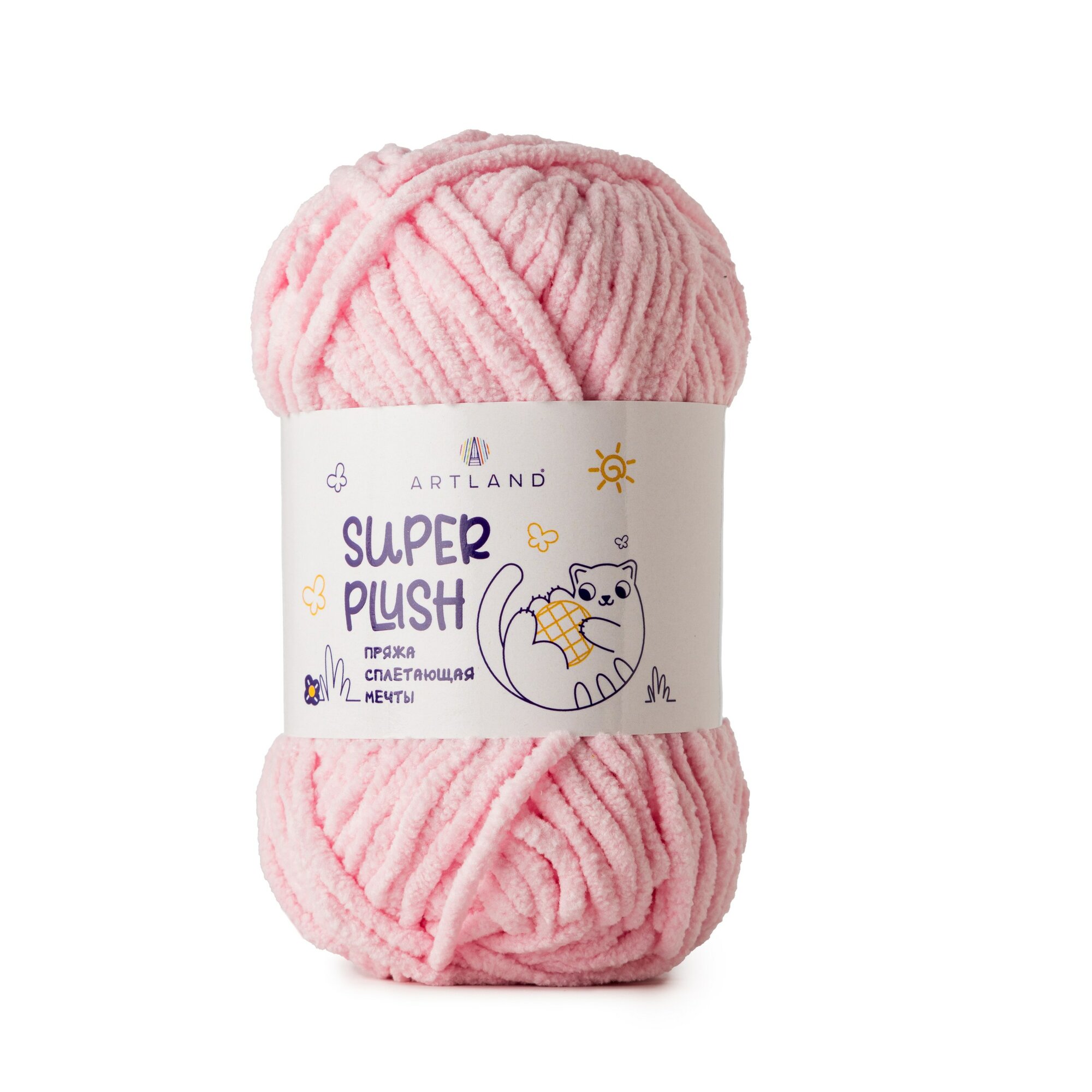 Пряжа для вязания плюшевая Super Plush Artland 1 моток (60 м, 50гр), цвет 28 нежно-розовый