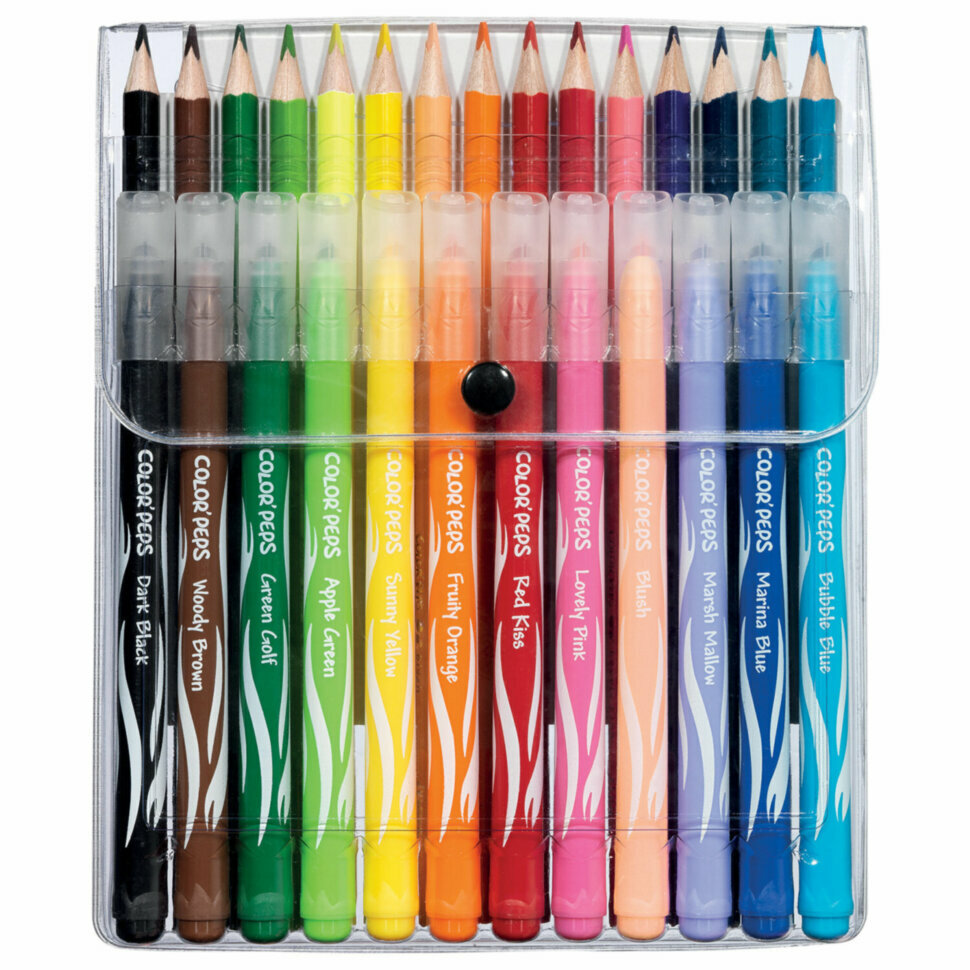 Набор для творчества MAPED "Color'Peps Kit": 12 фломастеров, 15 цветных карандашей, футляр, 897412, 666328