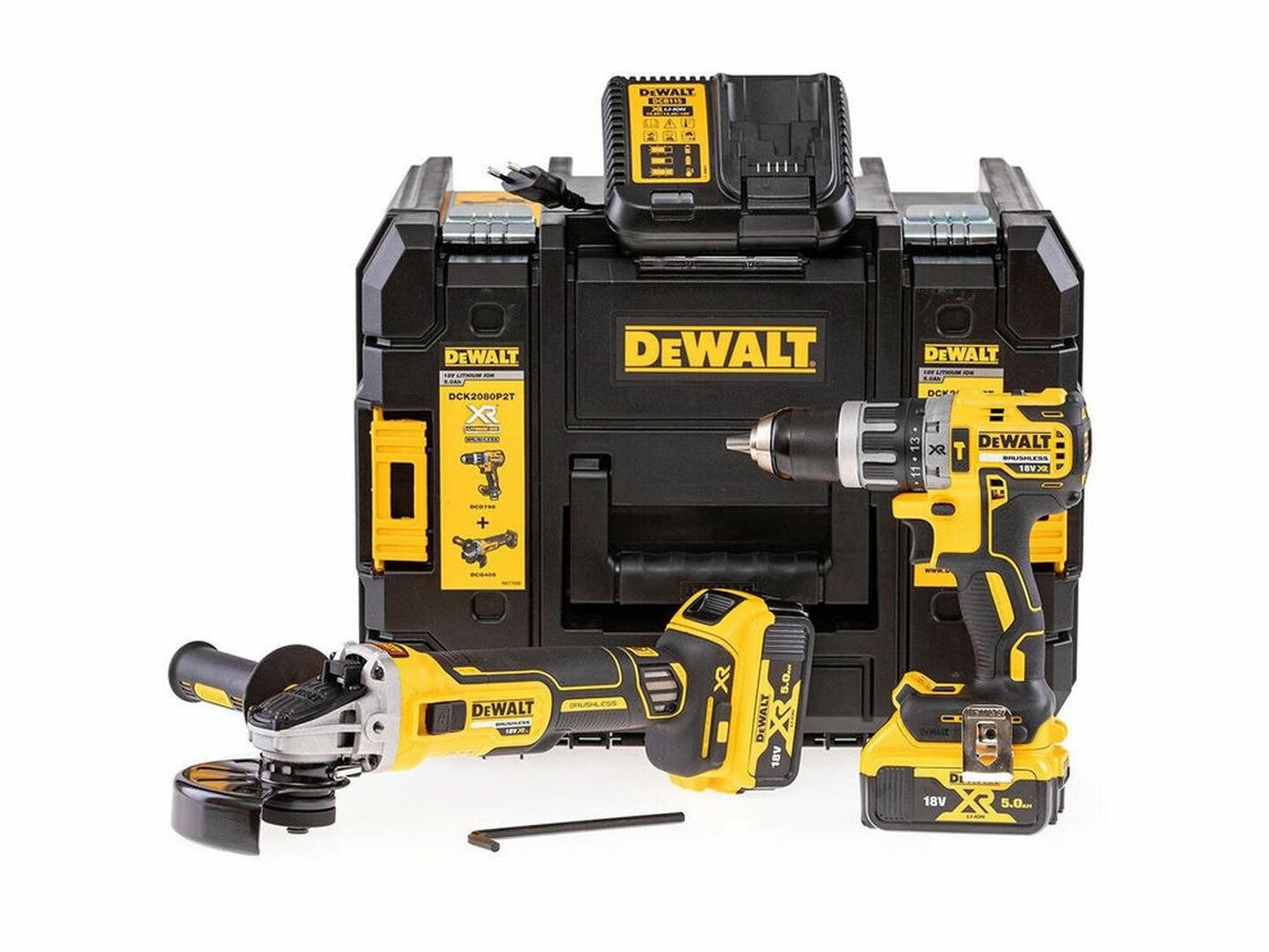 DeWalt DCK2080P2T (шуруповерт, УШМ, кейс)