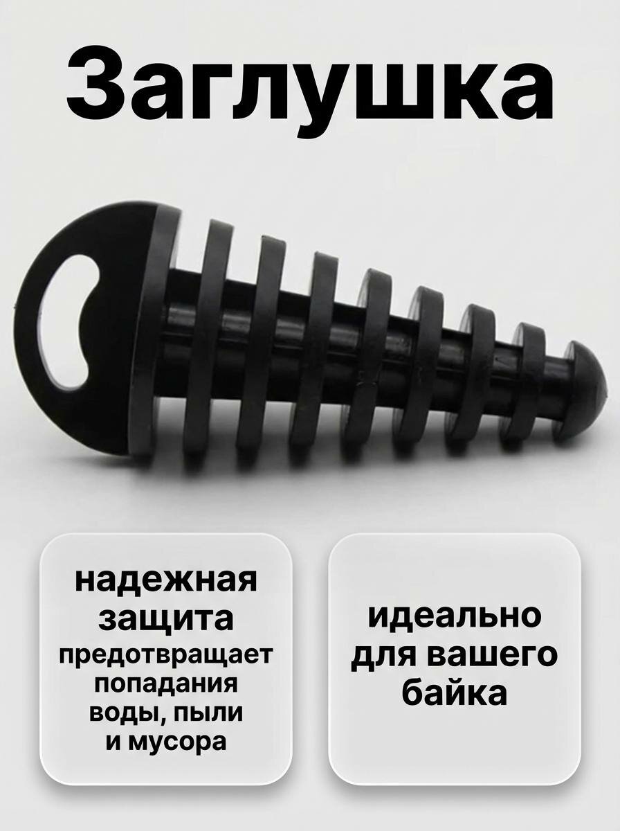 Заглушка выхлопной трубы мотоцикла (глушителя). Для мотоцикла, питбайка, мопеда, эндуро, квадроцикла, скутера.