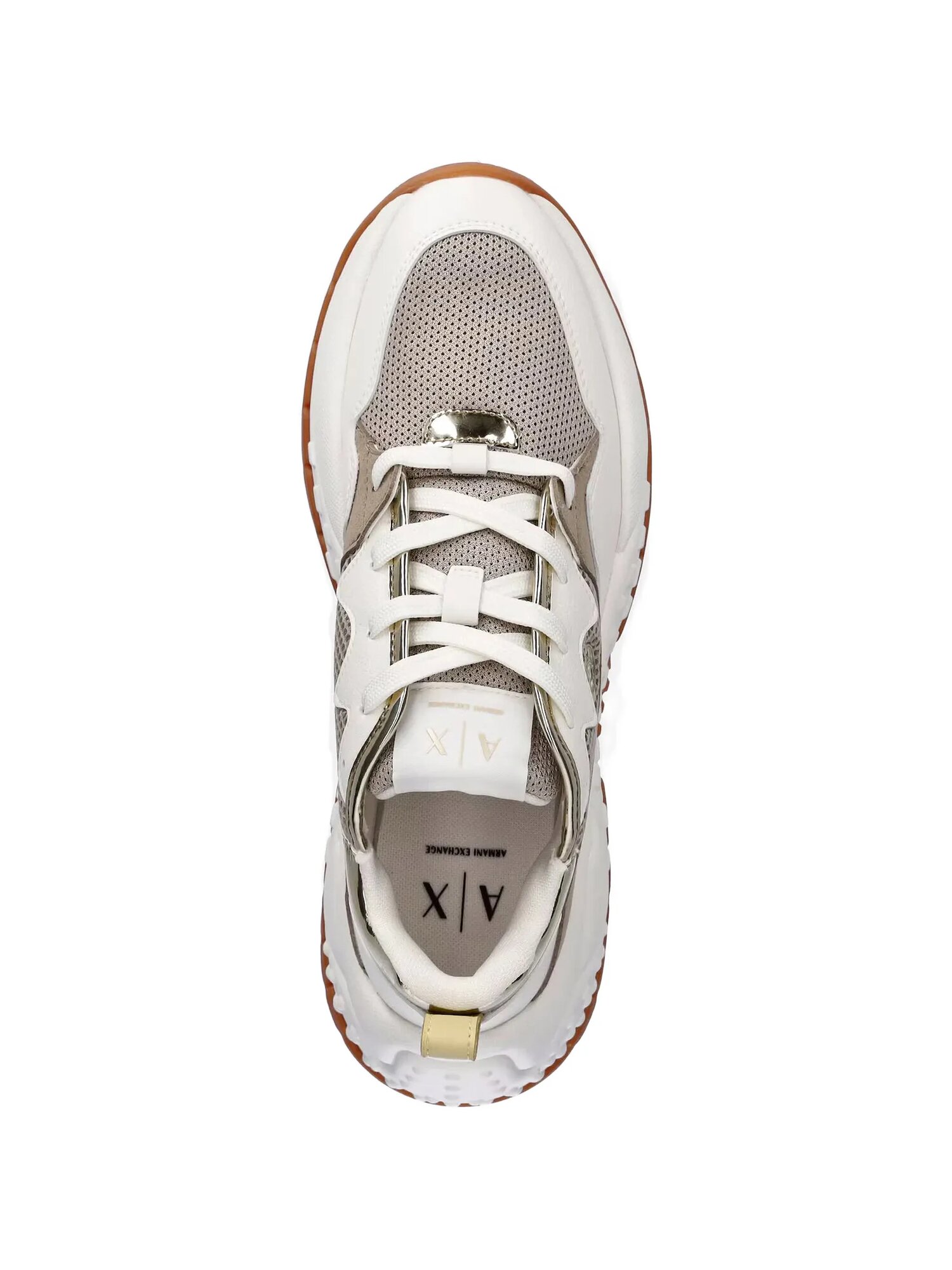 Кроссовки Armani Exchange Panelled chunky-sole sneakers, размер 37, бежевый/белый — фото 1