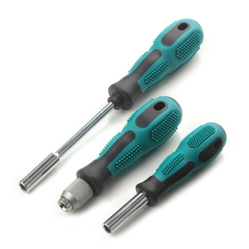 Multifunctional 3 Piece 1/4Inch Hex Screwdriver Bit Holder Handle Set Nonslip Rubber Quick Changes Magnetic Handle