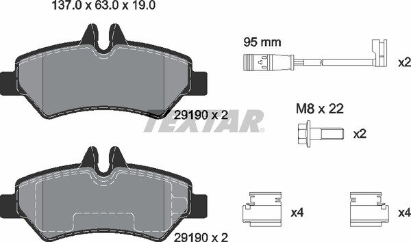 Колодки задние с противошумной пластиной Q+ MERCEDES-BENZ Sprinter VOLKSWAGEN Crafter TEXTAR 2919001