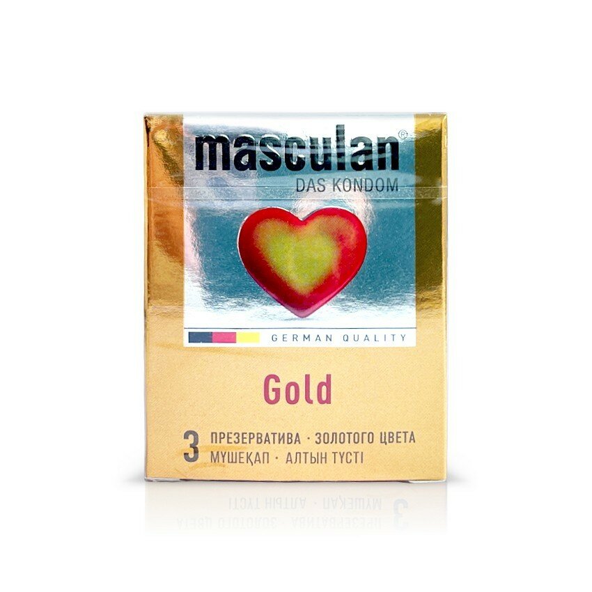 Презервативы MASCULAN 5 Gold №3 из утонченного латекса золотого цвета, премиум контрацептивы