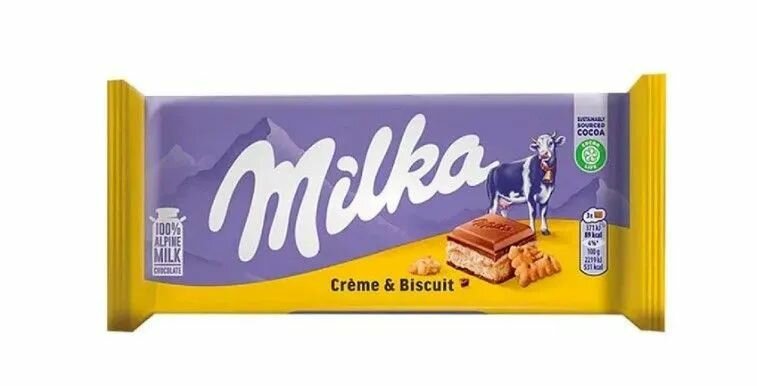 Milka Шоколад молочный Creme Biscuit ,100 г