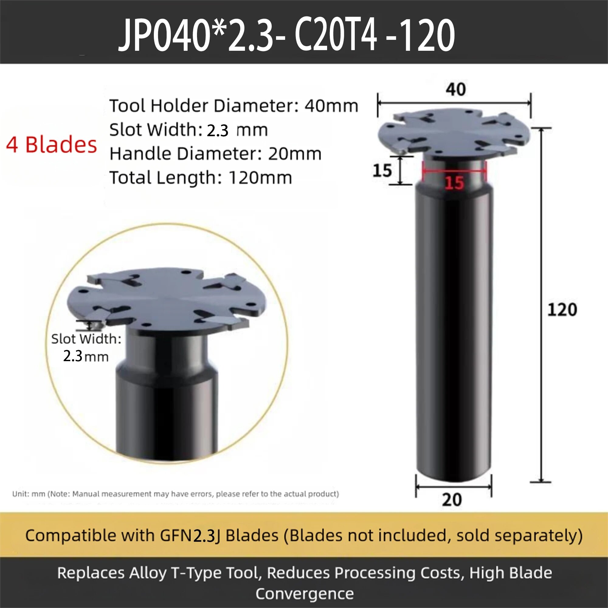 Фрезерный диск JP сменная пластина GFN2 мм 3 мм JP 040x2.3-C20T4-120