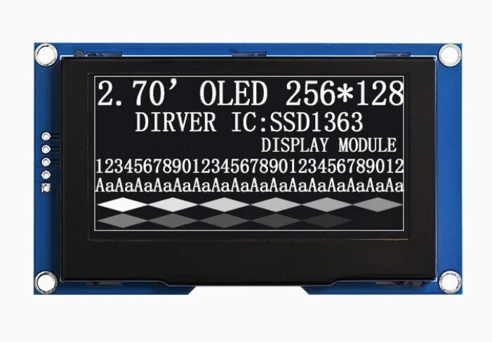 OLED экран 2.7" 256x128, 4PIN I2C Yellow