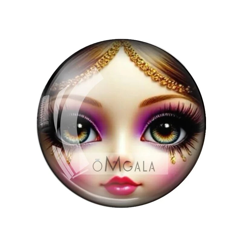 Кабошон стеклянный 18mm, лицо OMGALA, цвет I