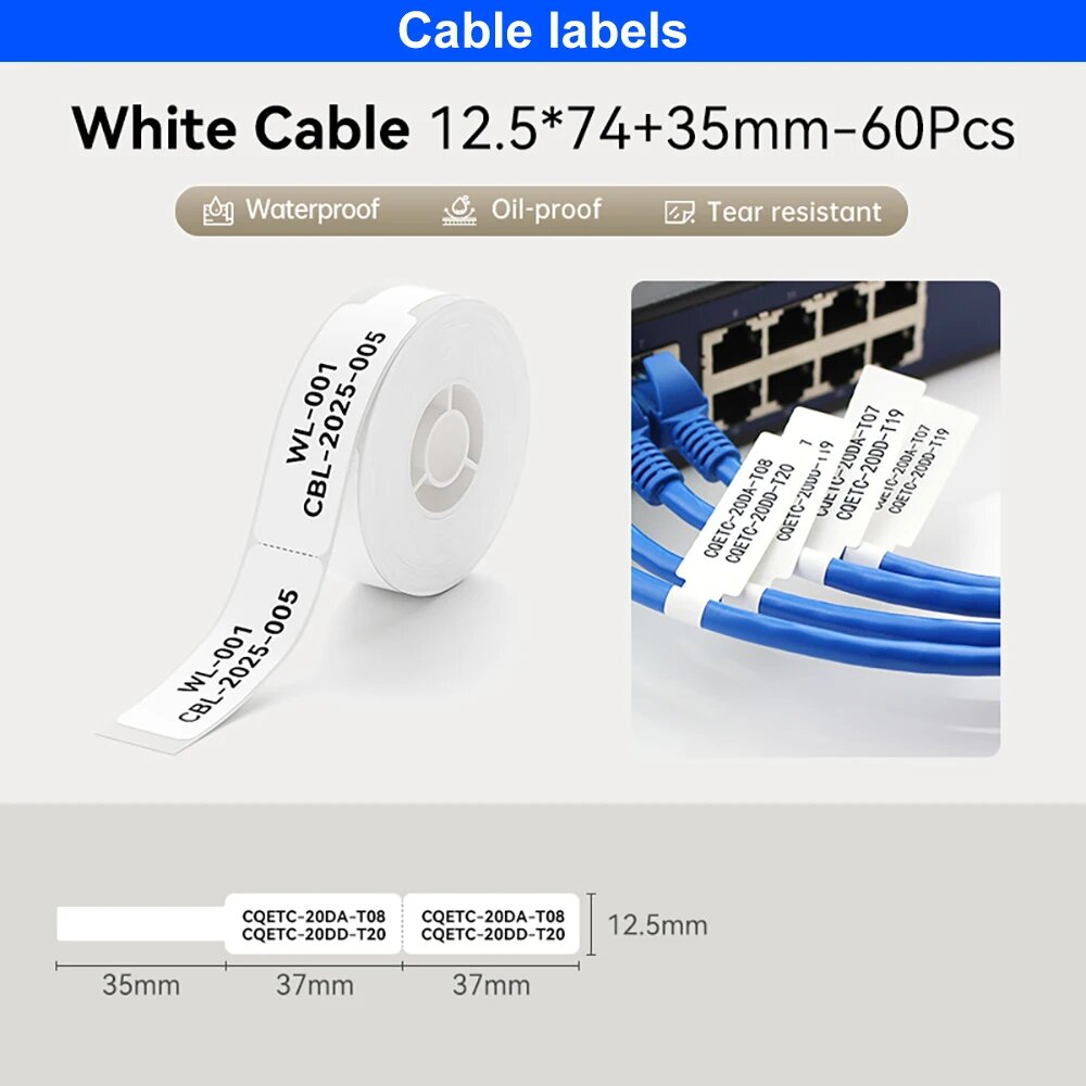 Рулоны этикеточной бумаги Niimbot для принтера B18/N1 WH Cable
