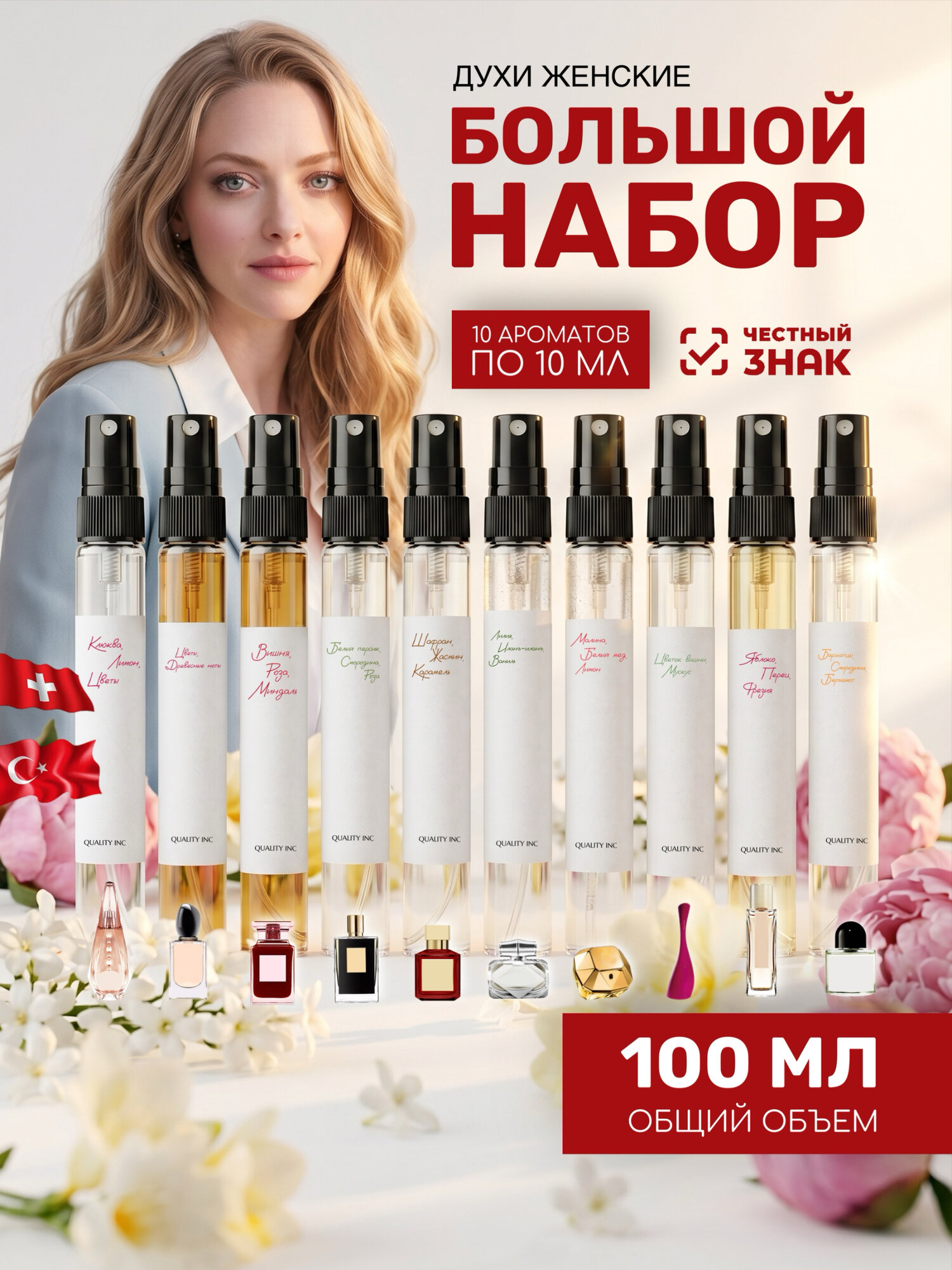 Духи по мотивам известных ароматов женские набор 10 штук по 10 мл