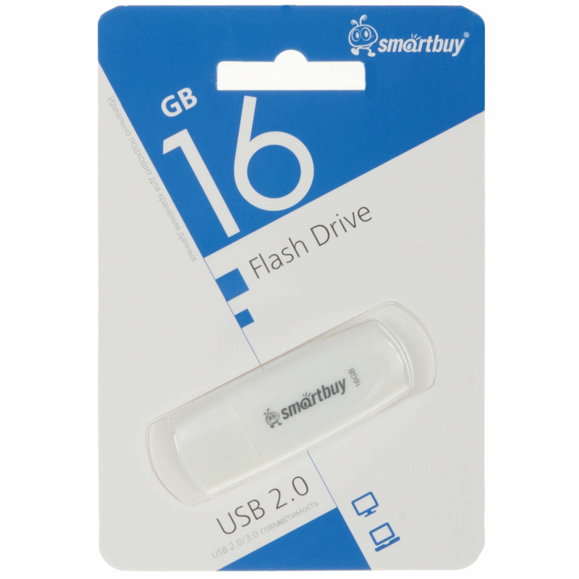 Память USB Flash 16 ГБ SMARTBUY Scout (SB016GB2SCW) - USB2.0, USB Type-A, чтение до - 15 МБ/с, запись до - 12 МБ/с