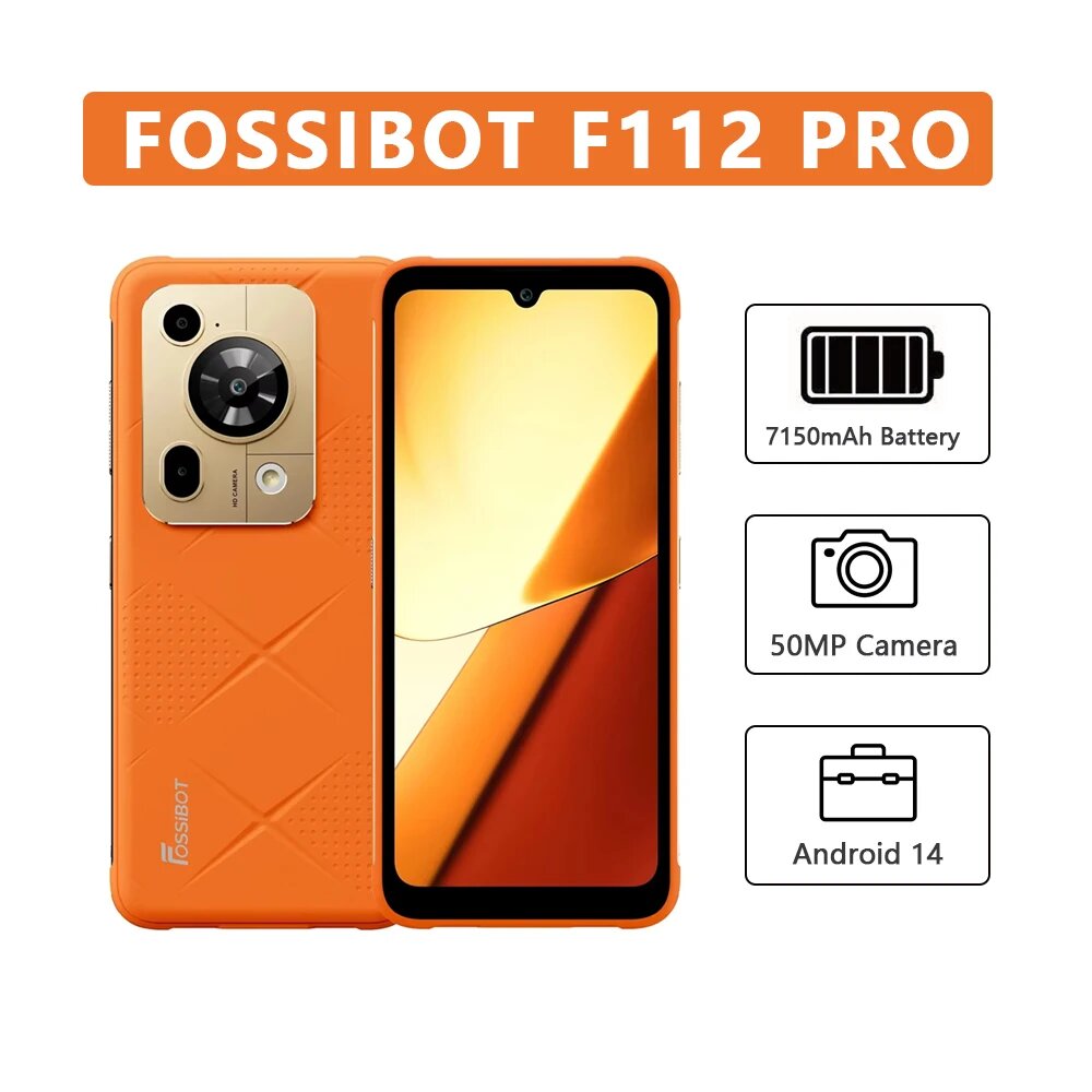 Fossibot F112 PRO, оранжевый, 50MP, Android 14, 7150mAh