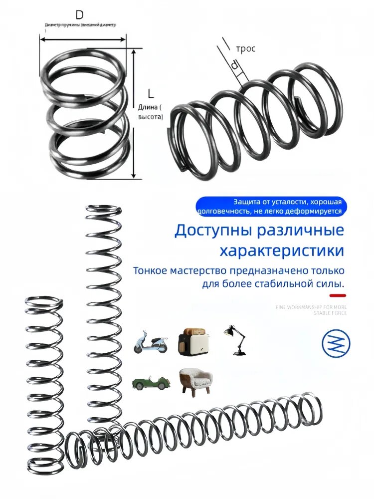 Пружина сжатия(2 шт.) Диван, матрас, комод, стиральная машина, унитаз, кран