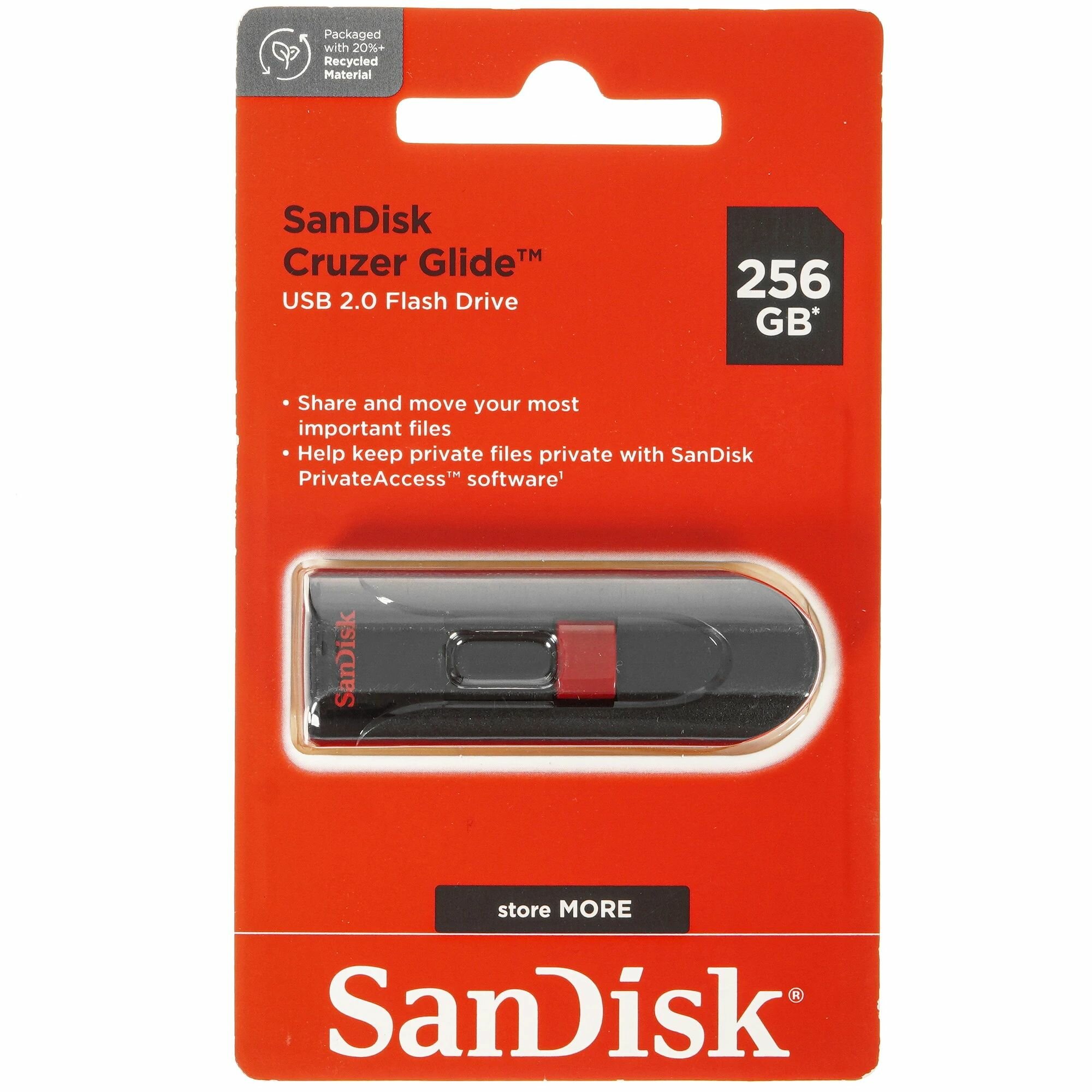 Память USB Flash 256 ГБ SANDISK Cruzer Glide (SDCZ60-256G-B35) - USB2.0, USB Type-A