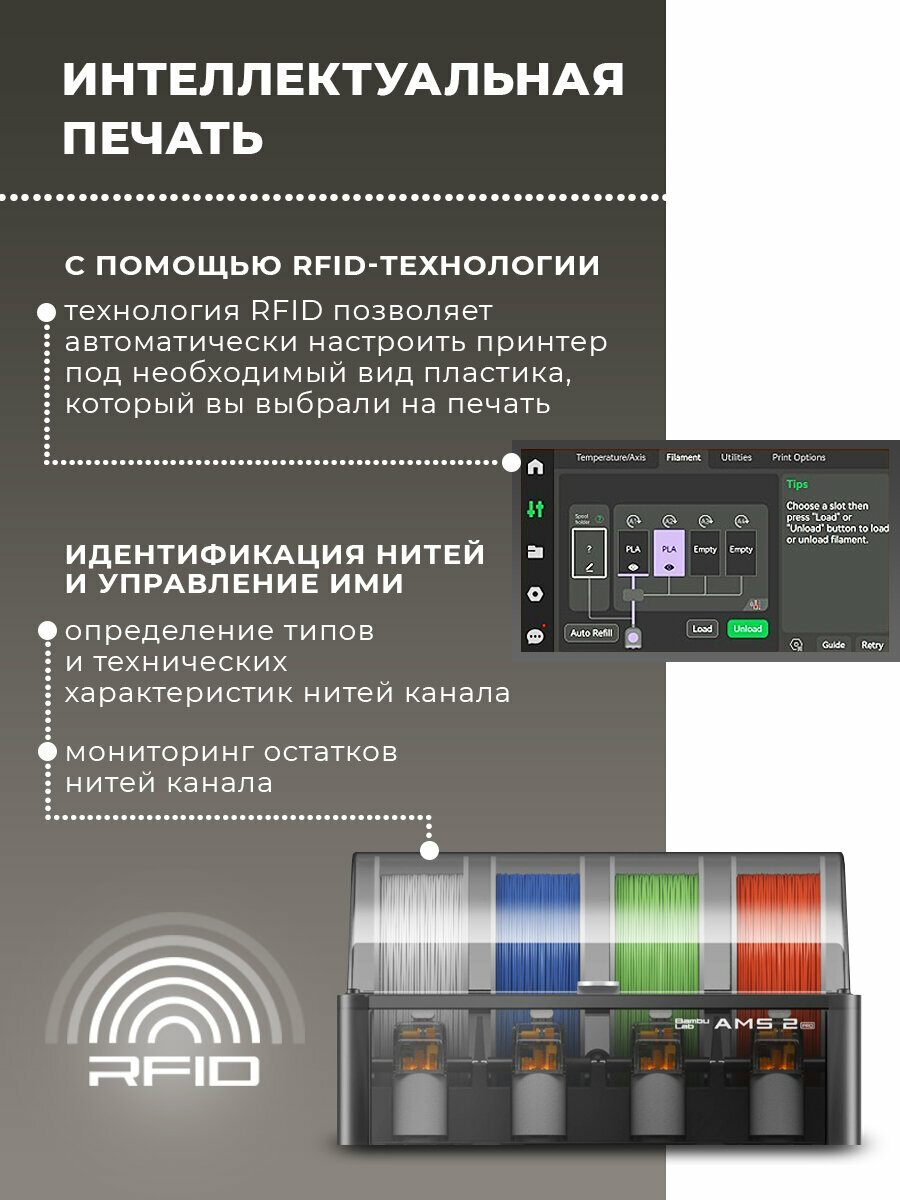PLA Basic пластик Bambu Lab для 3D принтера, 1.75 мм, Серый, 1 кг — фото 1