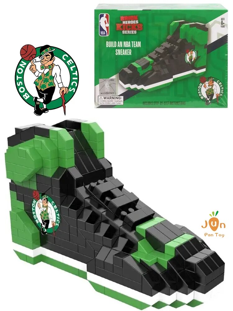 Boston Celtics NBA Sneaker Building Set / Конструкторы для сборки игрушек в форме классических кроссовок Boston Celtics, подходящие в качестве украшения коллекции или подарка