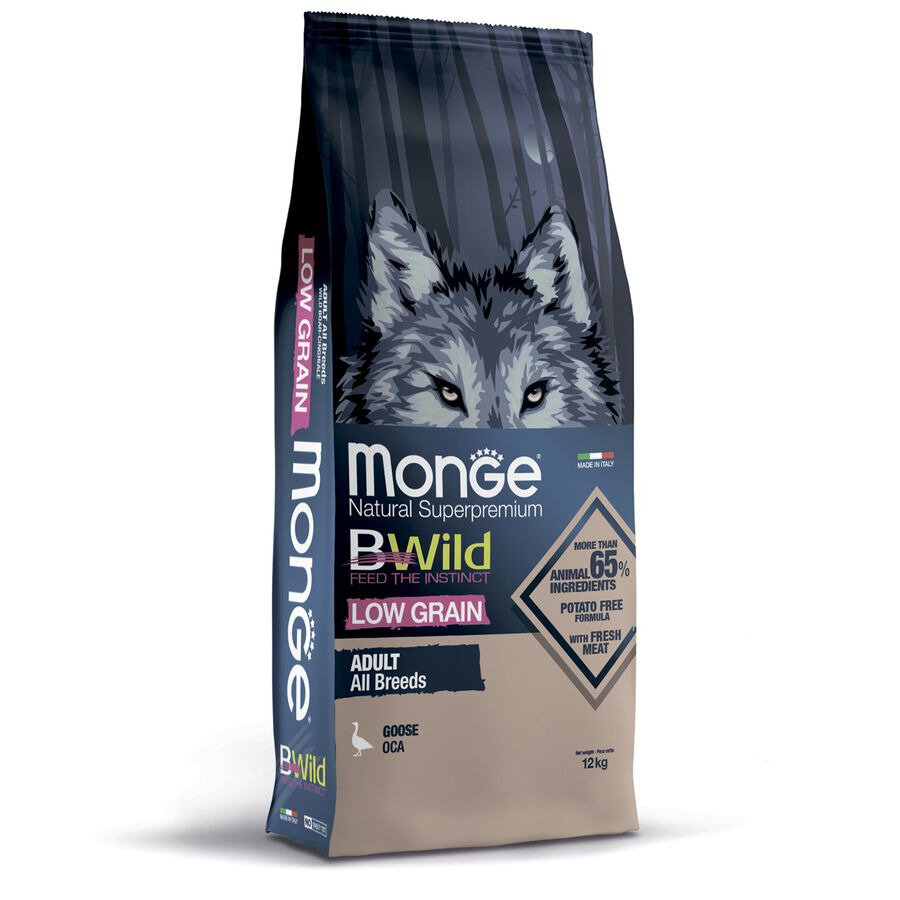 Корм сухой Монж с мясом гуся для собак Monge BWild Dog Adult Goose 12 кг