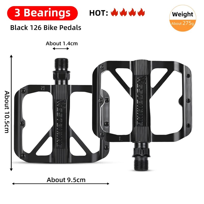 Велосипедные педали WEST Biking из алюминиевого сплава 3 Bearing -Mini
