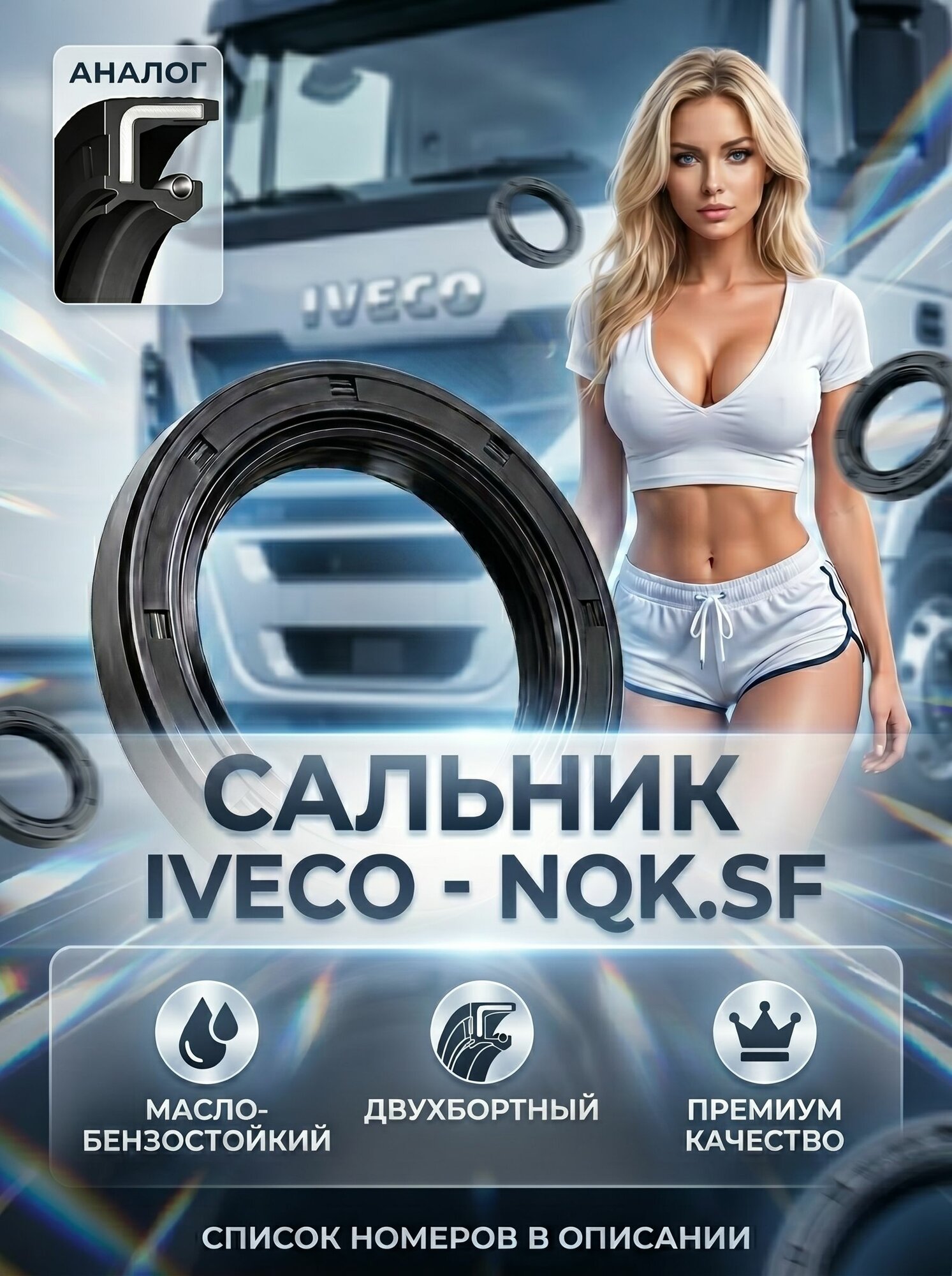 Сальник коленвала 071.550 - NQK.SF на IVECO M