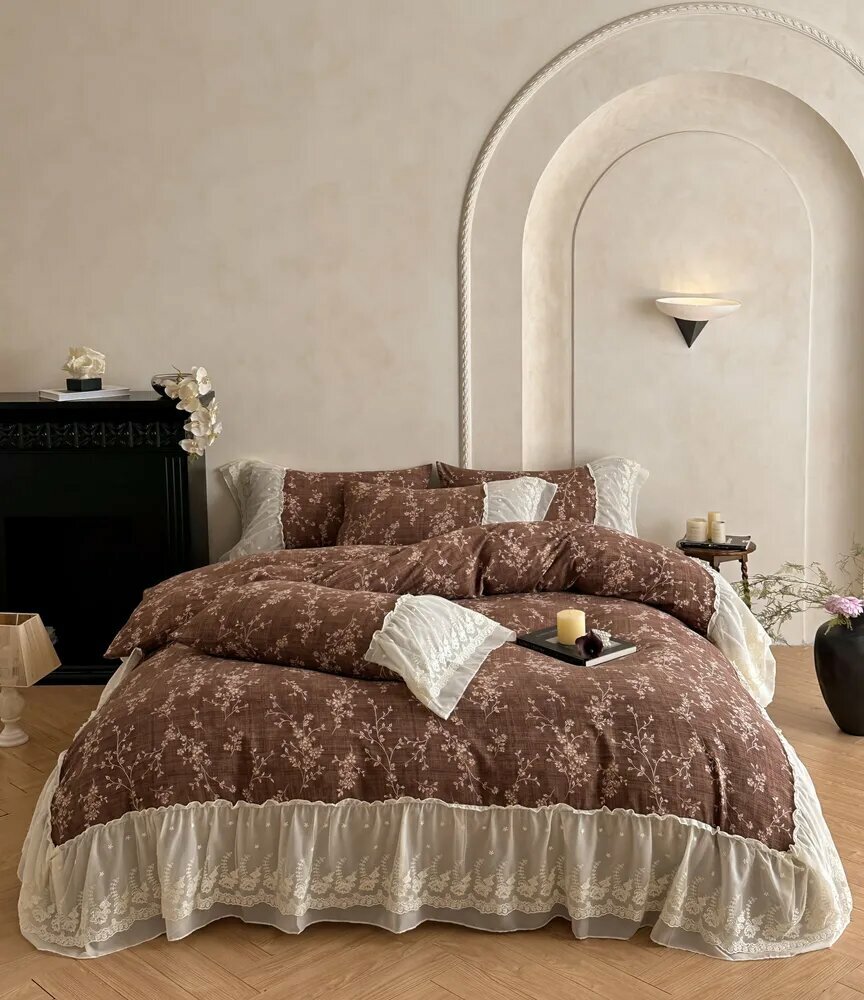 MEHWI HOUSE Комплект постельного белья, Лён, Двуспальный, наволочки 48x74