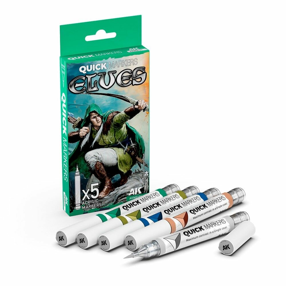 Набор красок Маркер-кисть AK Elves Quick Markers Set