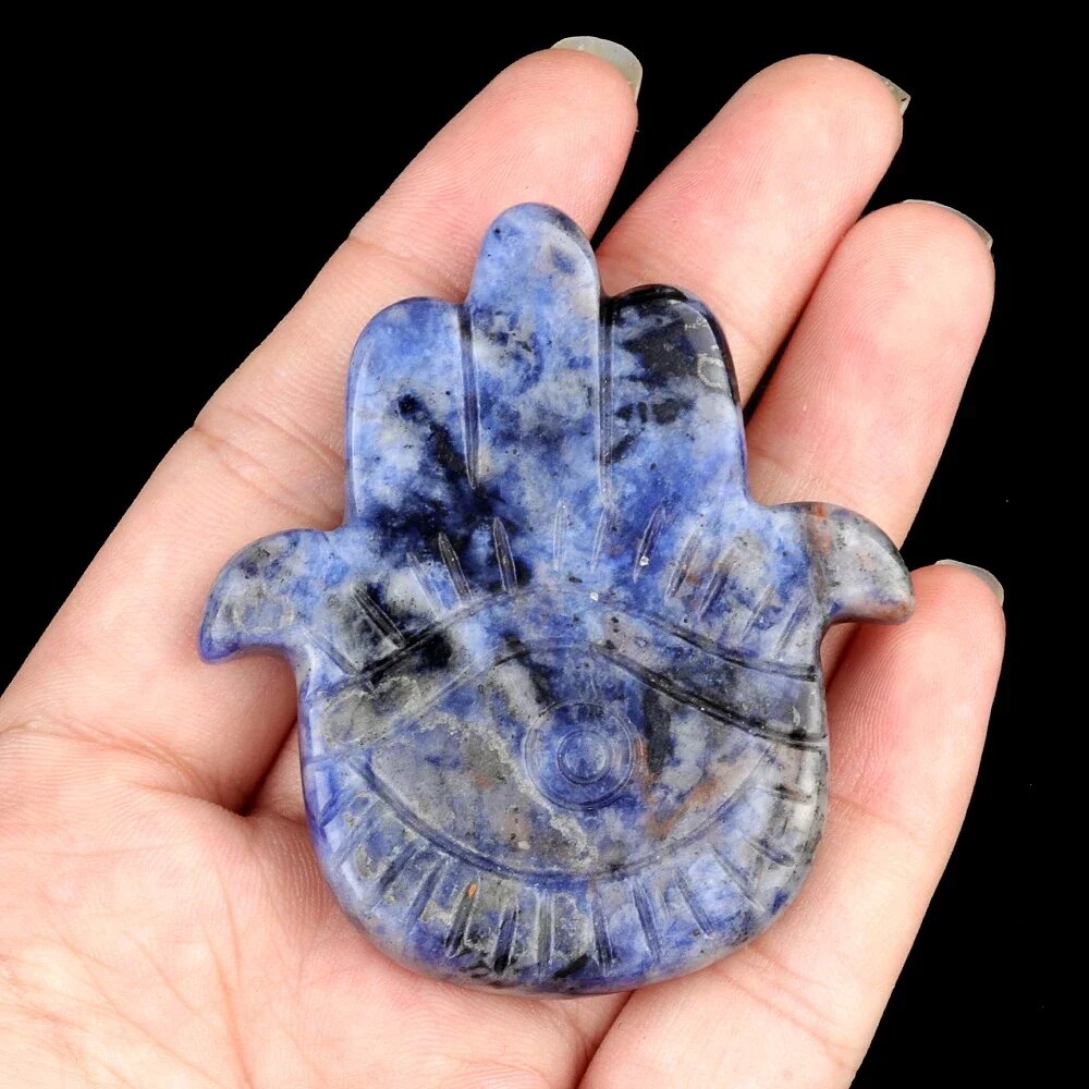 Каменные украшения ладонь из агата Sodalite