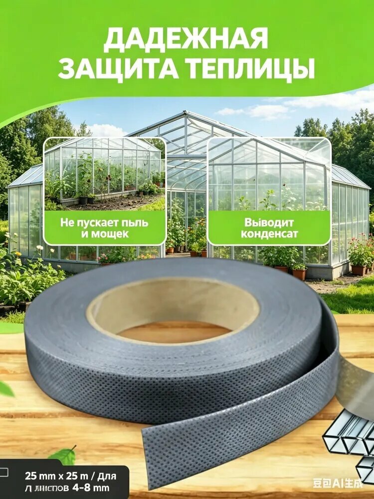 Лента для поликарбоната перфорированная, 25 мм х 25 м - самоклеящаяся торцевая лента антипыль для защиты сот, скотч для теплиц и навесов на дачу.