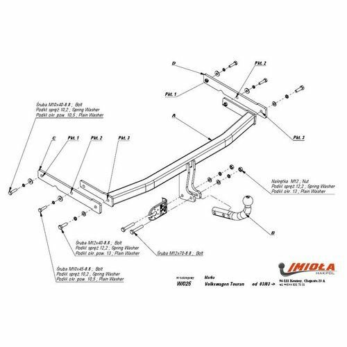 Фаркоп toyota (highlander) IMIOLA W025