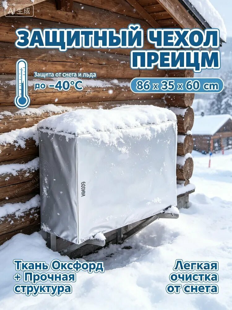 Кожух для наружного блока кондиционера 86х35х60 см. Влагостойкий тент оксфорд с защитой от УФ лучей; зимний чехол для консервации сплит-системы