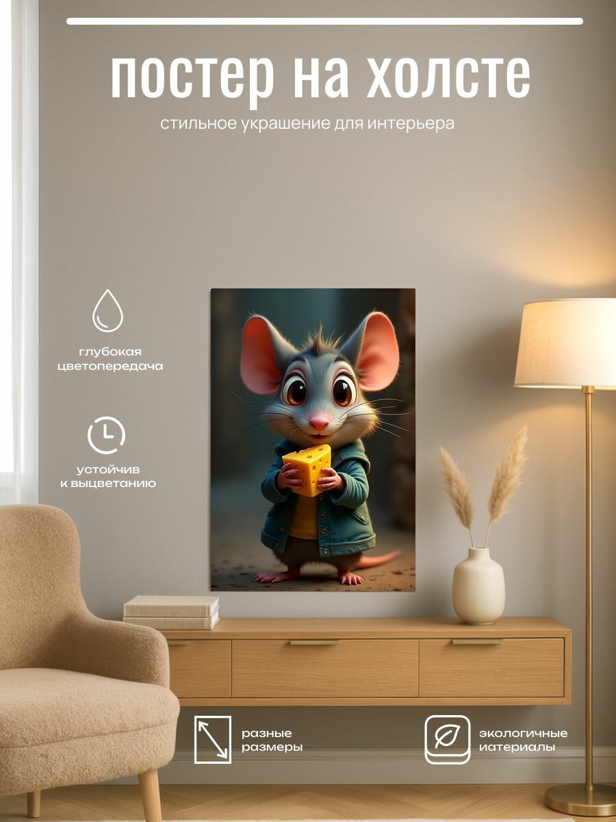 Постер на холсте Мышь 20x30 см