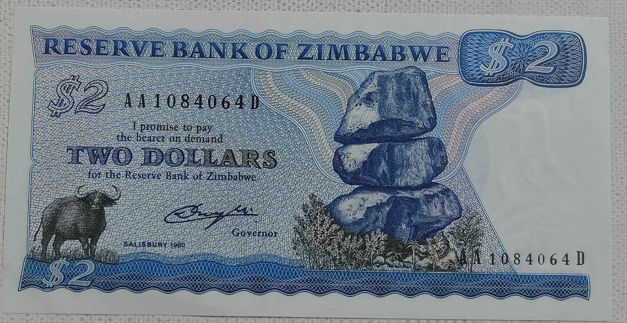 Зимбабве 2 доллара 1980 года UNC