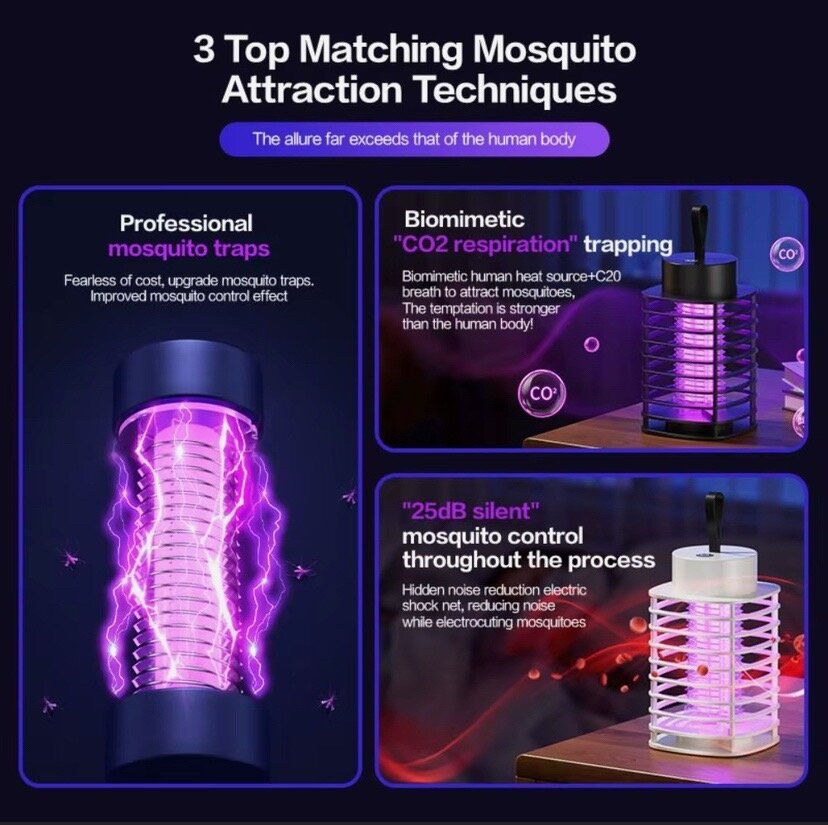 Лампа ловушка от комаров, Electric mosquito killing lamp, black, убийца насекомых