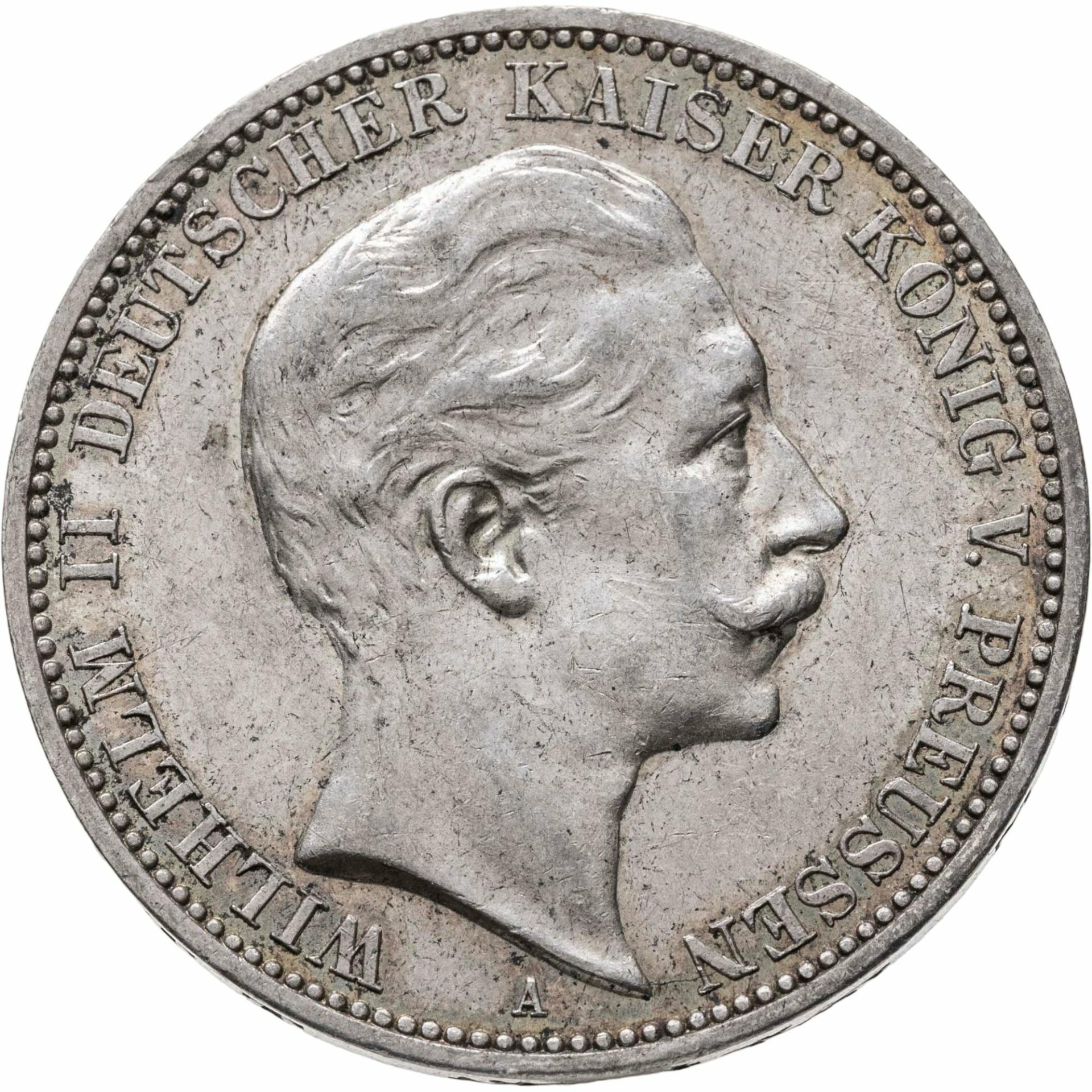 Германская Империя, Пруссия 3 марки mark 1912, Серебро 900, в сохранности AU