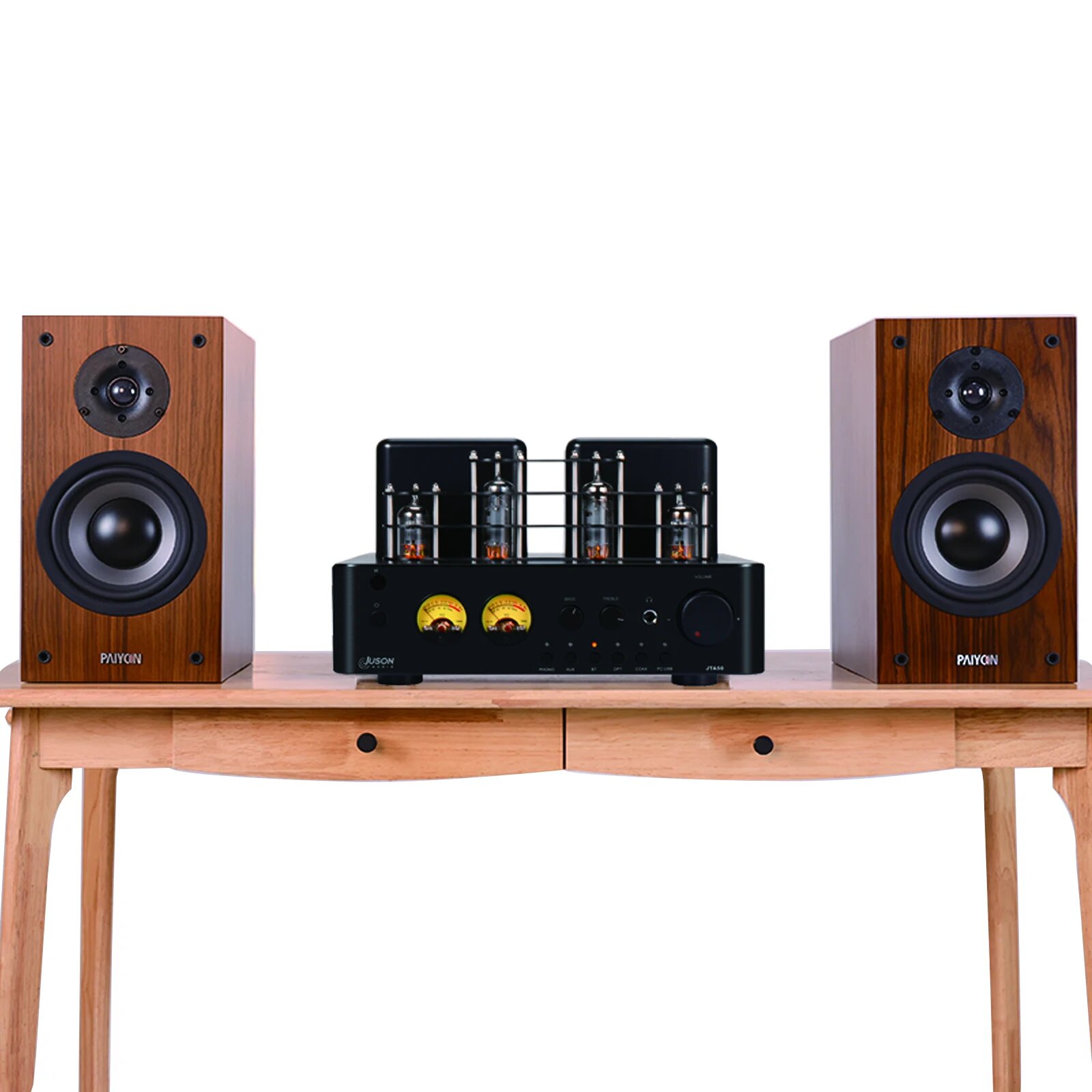 Амплификатор с лампами Juson Audio JTA50 Hifi BT в сочетании со спикерами пассивными книжными Paiyon HIFI 4S 4 ома