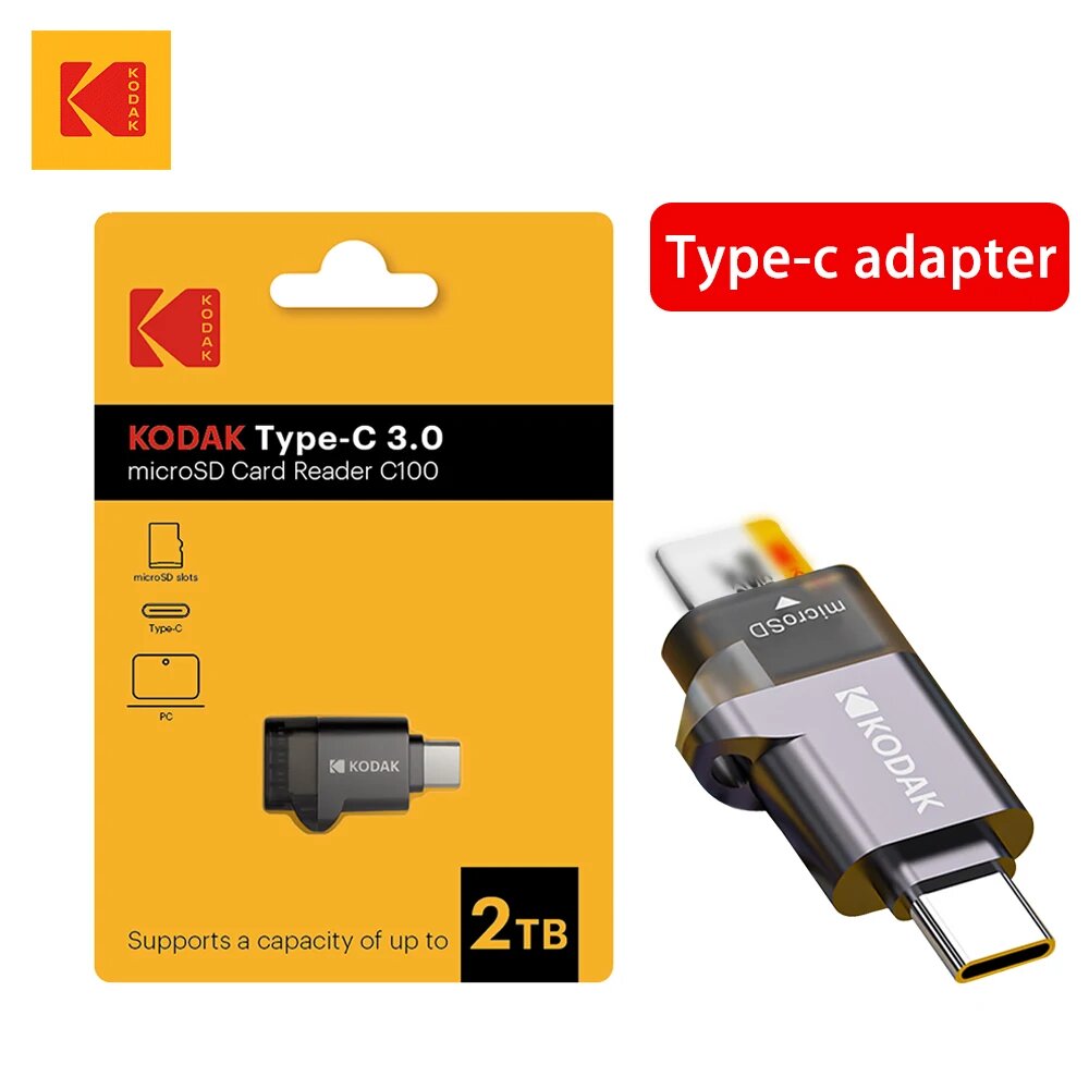 Карта памяти KODAK Micro SD 16/32/64/128/256 ГБ Type-c Adapter