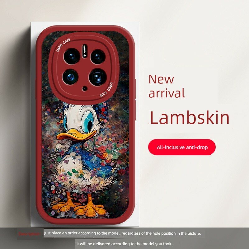 Чехол для Huawei P60 Art с цветочным рисунком Дональд Дак в красной шерстяной текстуре