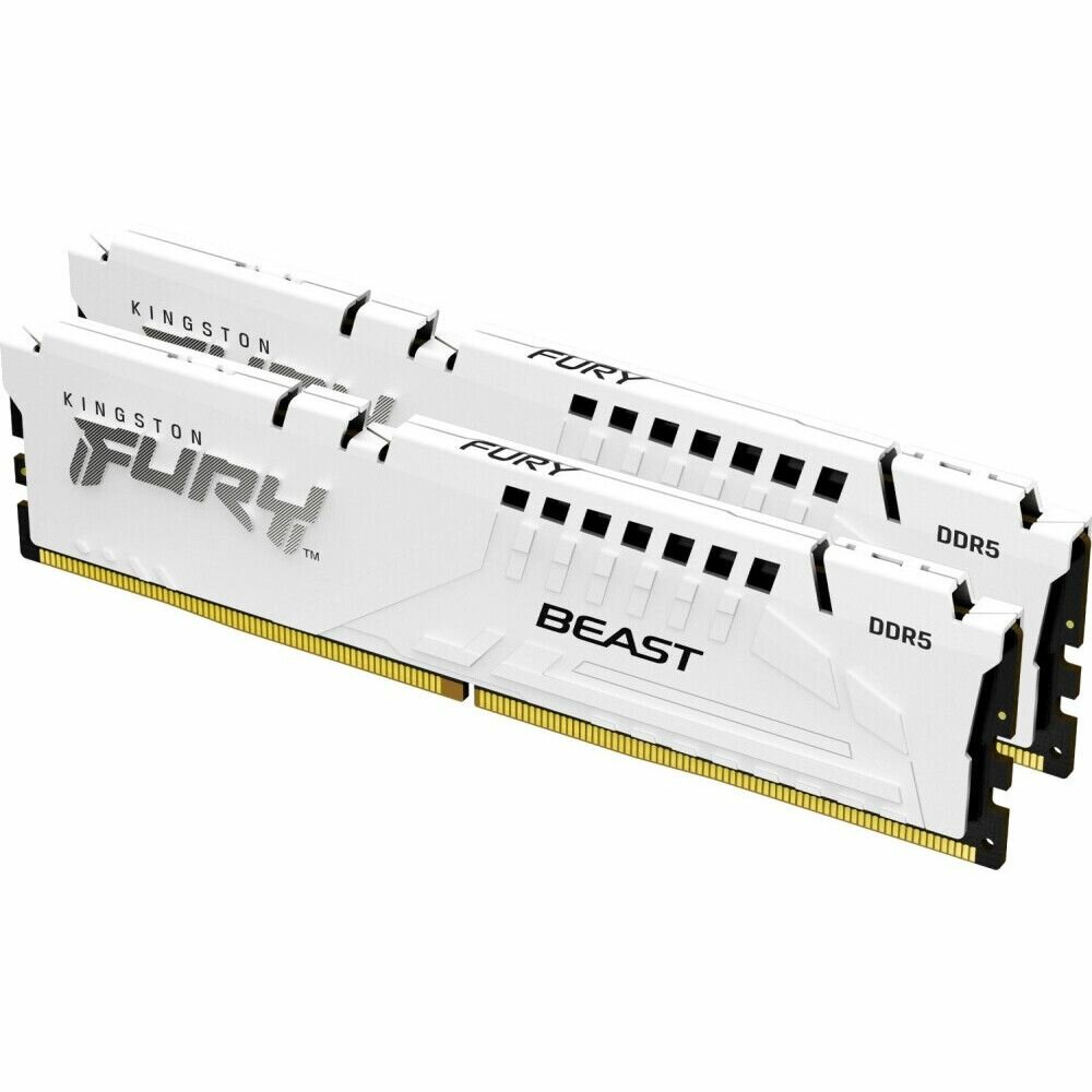 Оперативная память Kingston Fury Beast, DDR5, 64Gb (2x32 GB), 5600 MHz, CL36, DIMM, радиатор, белый