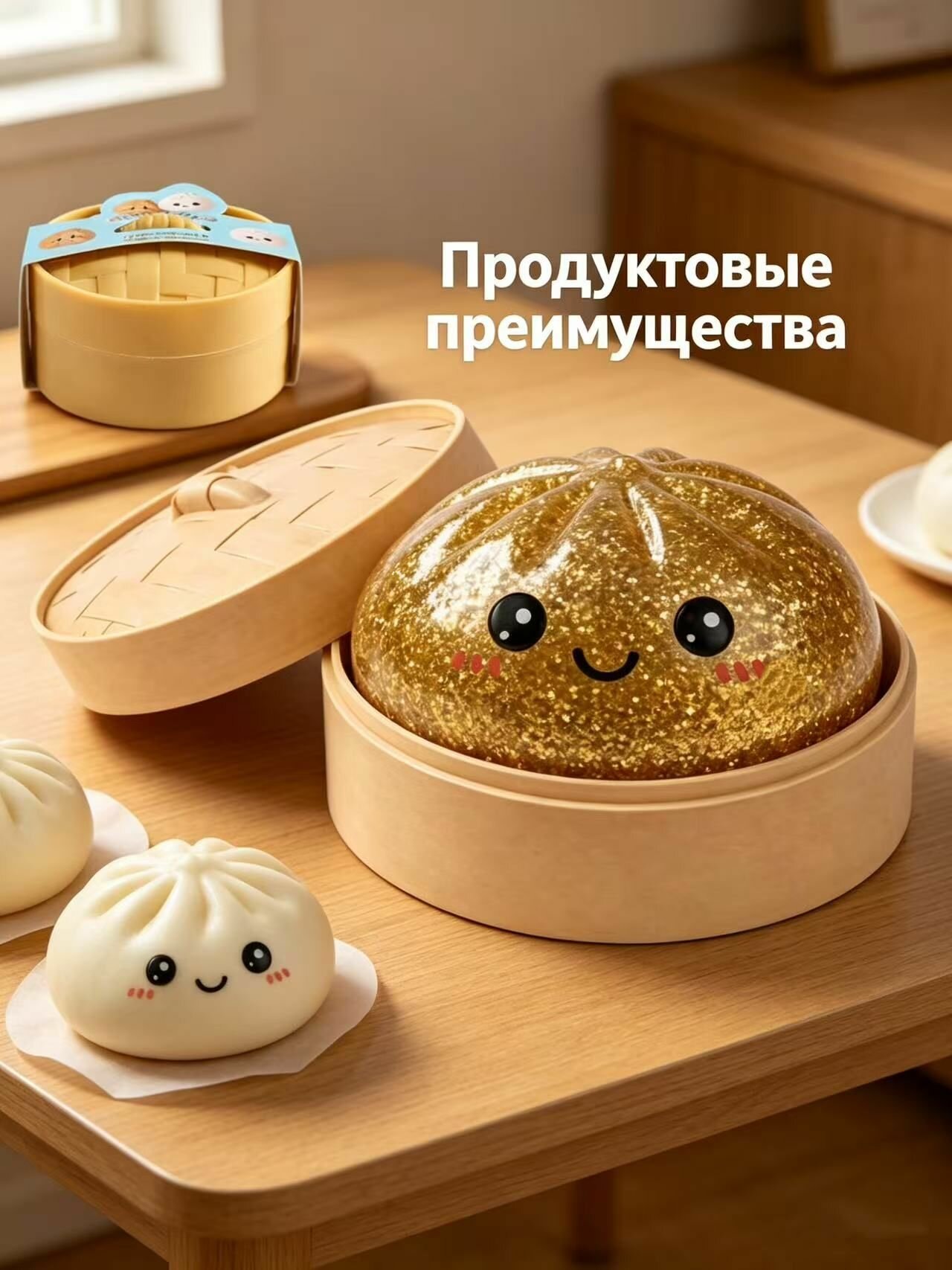 Прозрачная плюшка-бао с блестками, мягкая сжимаемая масса для снятия напряжения,8.5CM антистресс игрушка мялка сквиш для рук