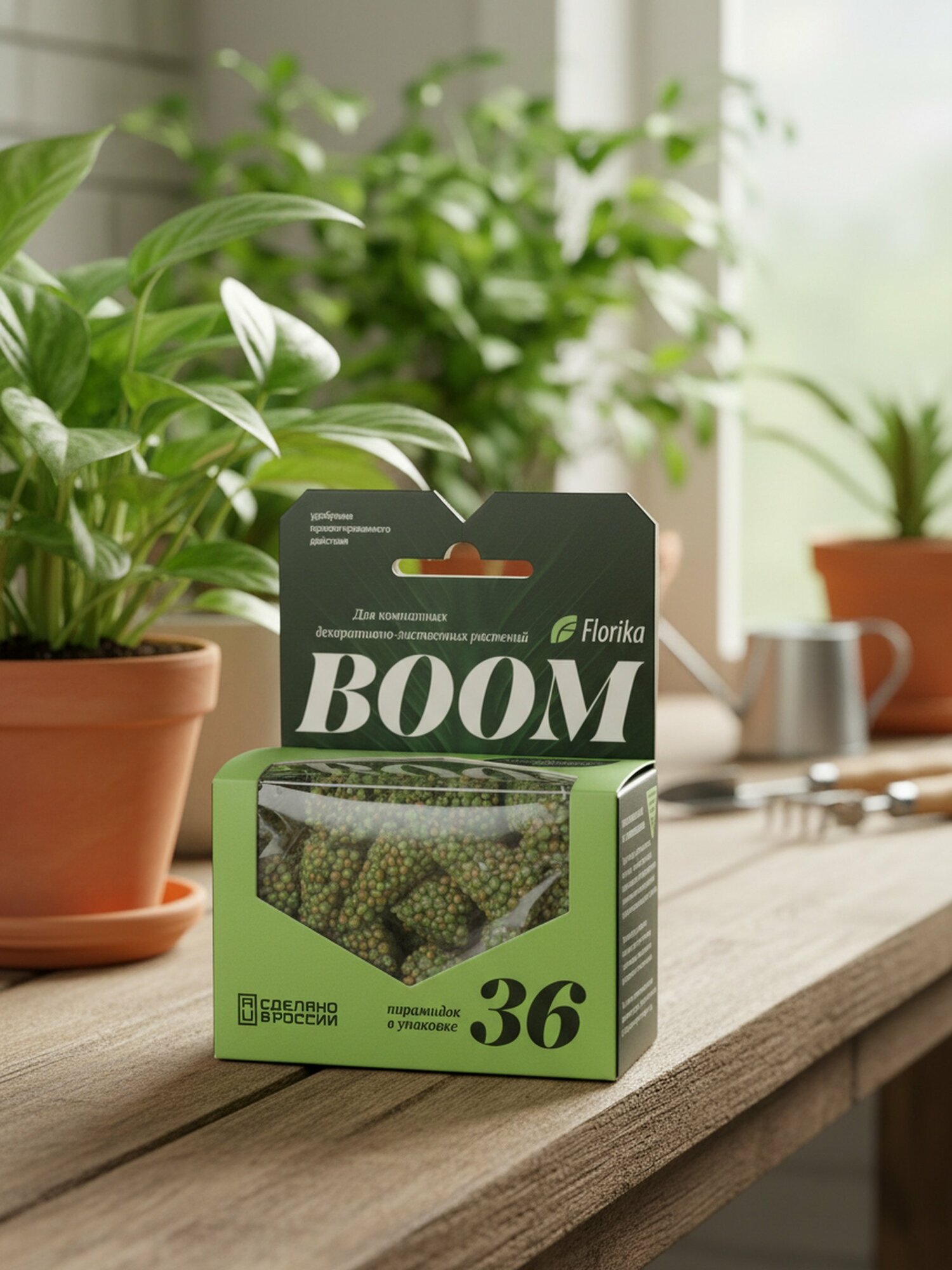 Удобрение Florika Boom для комнатных декоративно-лиственных растений, минеральный стимулятор роста, 36 штук в гранулах