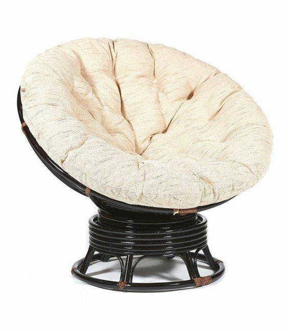 Кресло-качалка PAPASAN/папасан w 23/01 B /с подушкой/ 115х78х104 см, Antique brown (античный черно-коричневый), ткань Старт