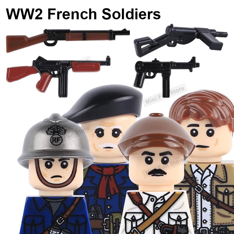 WW2 Французские солдаты, конструктор BRICKPANDA, MTZ051-MTZ054