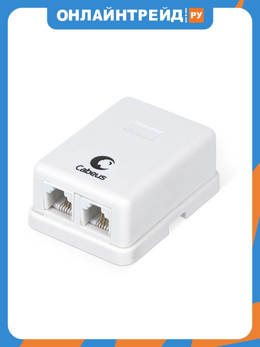Розетка телефонная Cabeus RJ-12(6P4C) WS-6P4C-TEL-2 двойная, внешняя, белая